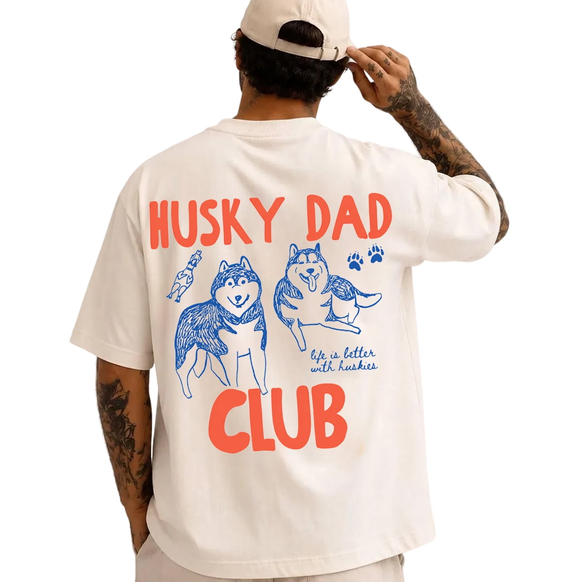 Husky Dad Club Funny Dog Lover Graphic Casual T-Shirt for Men - Walmart.com