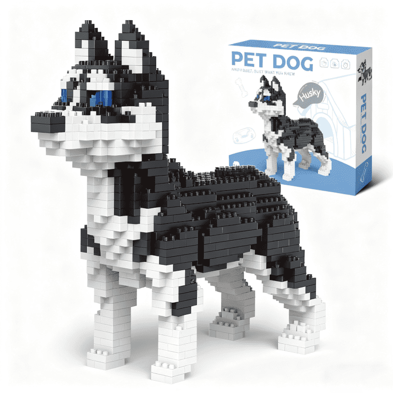 Husky Dog Building Blocks Set, Mini 3D Dog Puzzle, Micro Block Gift Kit ...