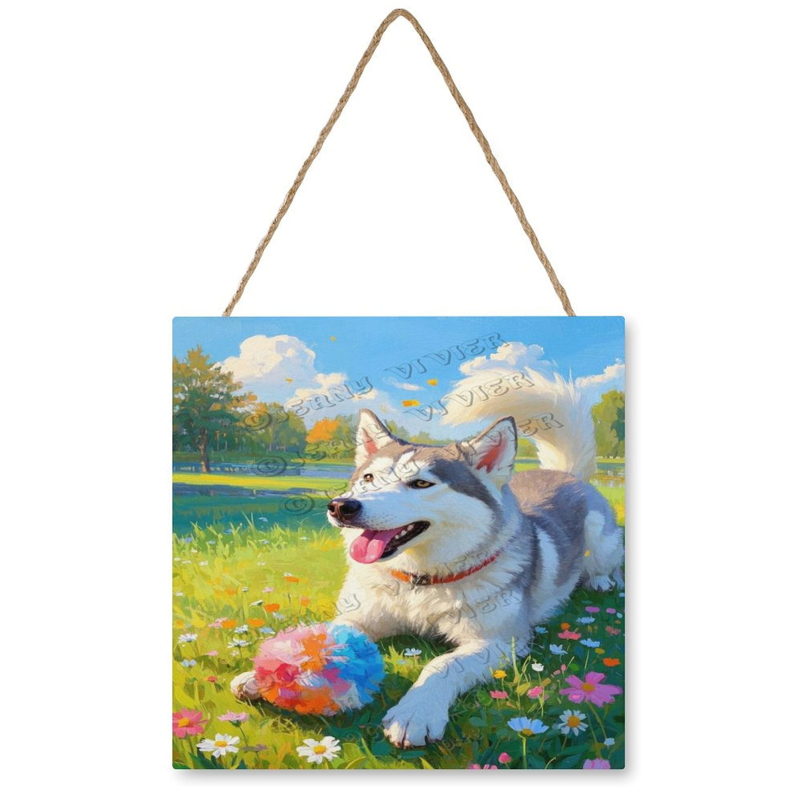 Husky Dog Decor Country Style Wall Decor Funny Dog Puppy Wooden Signs ...