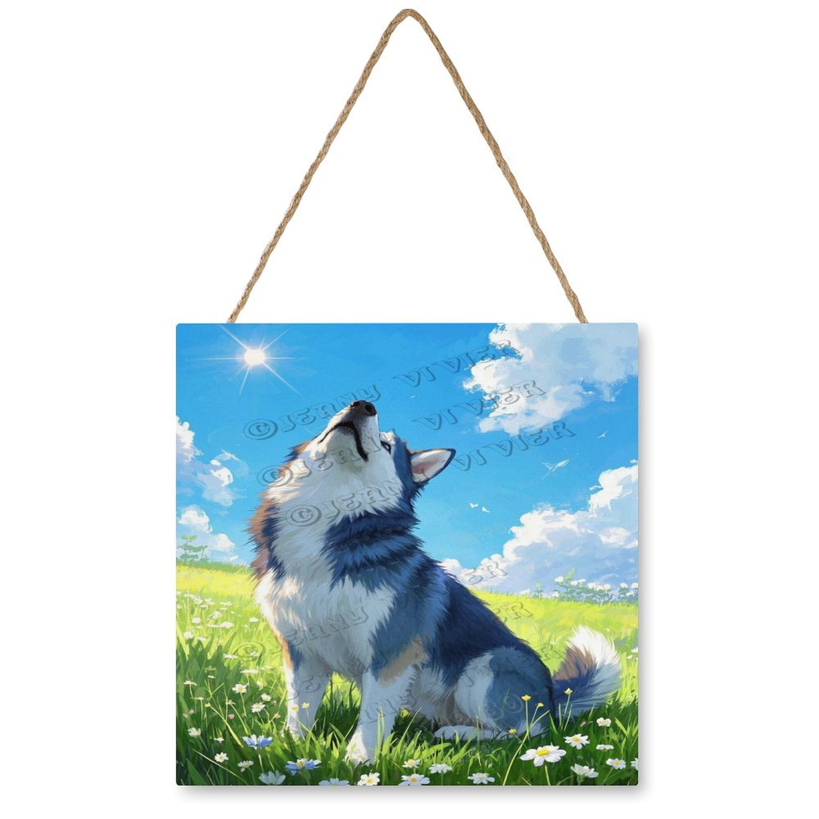 Husky Dog Decor Funny Dog Puppy Wooden Signs Rustic Hanging Wall Plaque ...