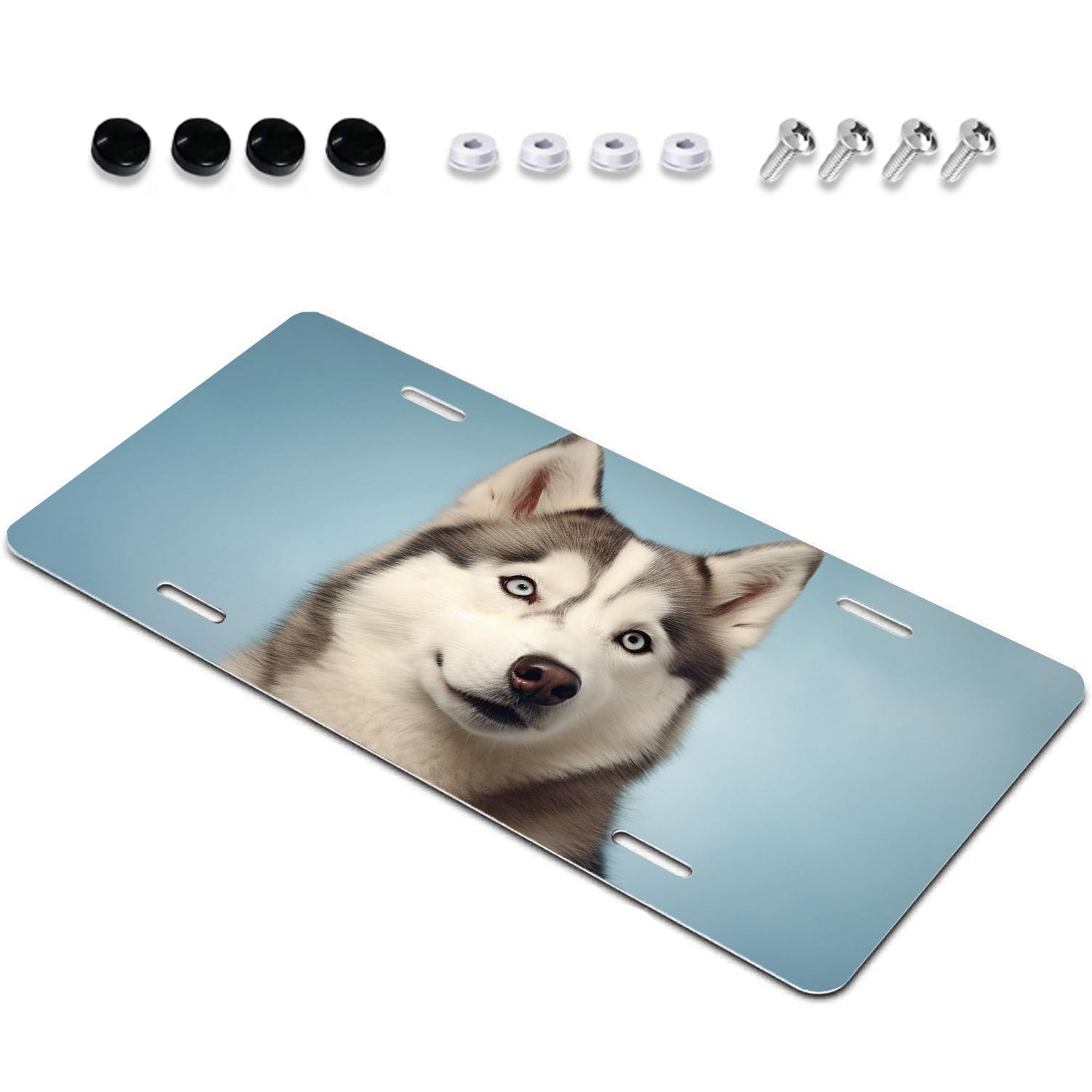Husky Dog Elegant Plate Cover, Decorative Aluminum Novelty License ...