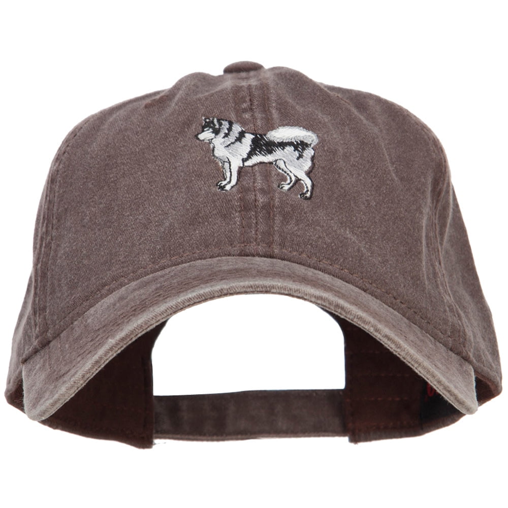 Husky Dog Embroidered Washed Cotton Twill Cap - Brown OSFM - Walmart.com
