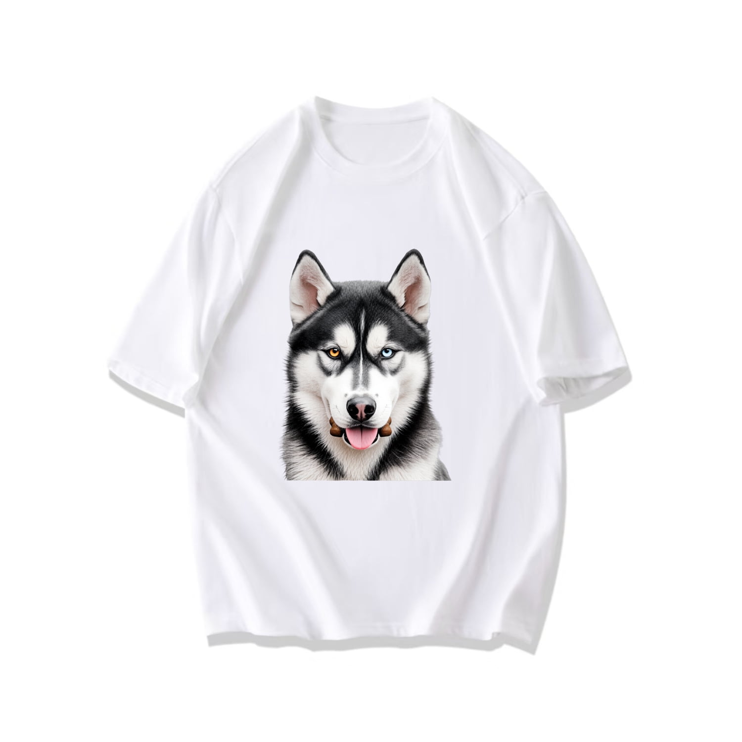 Husky Dog Print T Shirt Black Husky Face Design Casual Wear For Men And ...