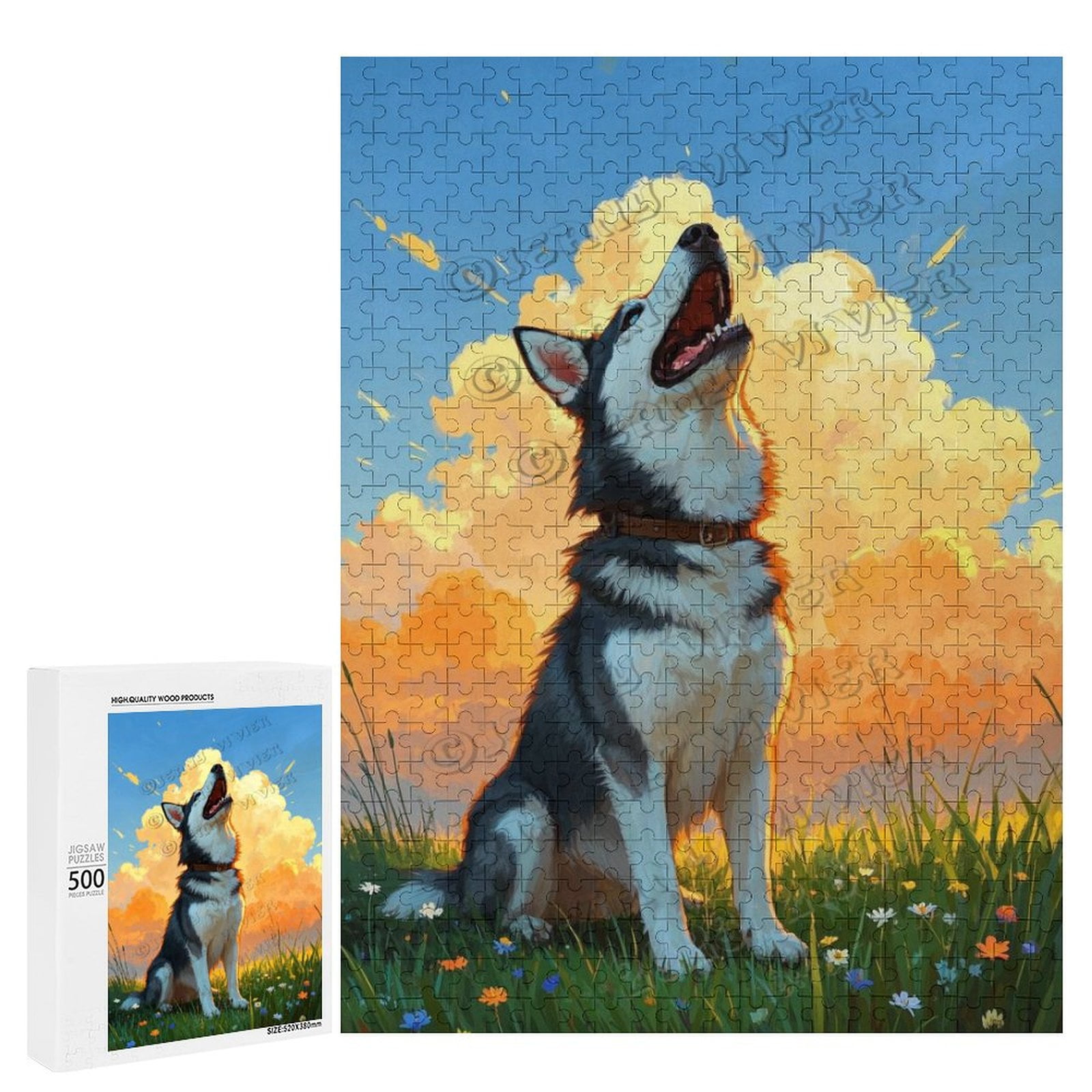 Husky Dog Themed 500 pcs Puzzle for Adults, Finished Size 20.5" x 15 ...