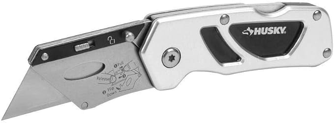 Husky Folding Sure-Grip Lock Back Utility Knife w/ Single Disposable ...