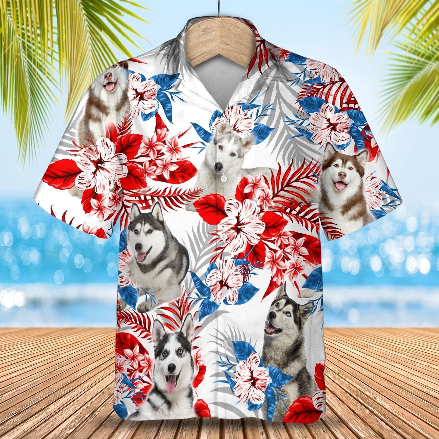 Husky Hawaiian Shirt, Aloha Beach Shirt For Dog Lover, Summer Cool ...