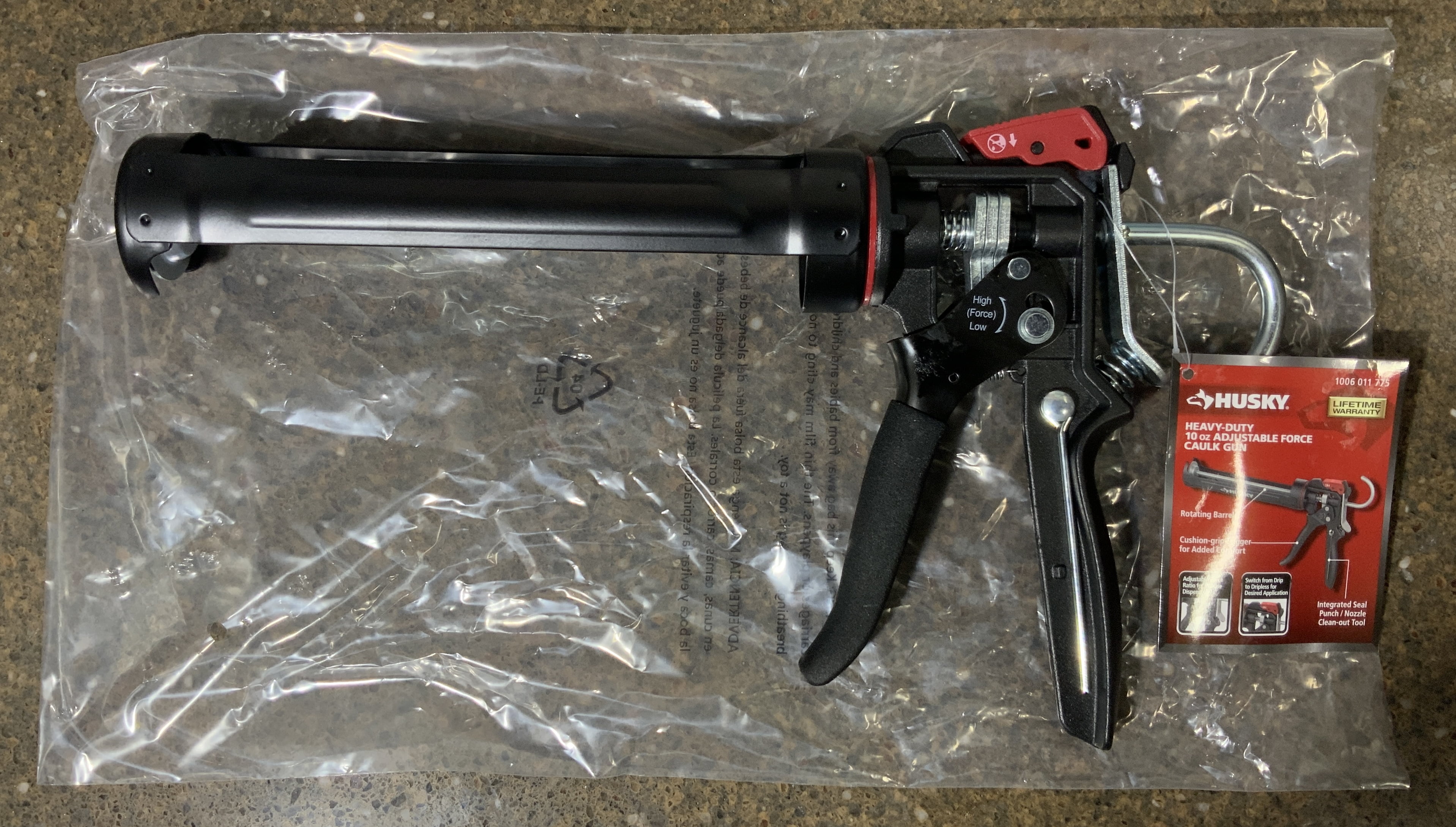 Husky Heavy Duty 10oz High/Low Adjustable Force Caulk Gun (1006 011 775 ...