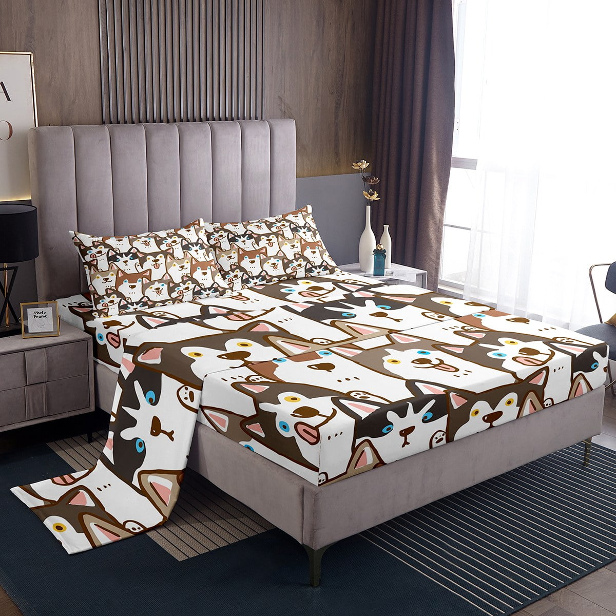 Husky King Sheet Set for Boys Kids Cartoon Dog Puppy Print Sheets ...