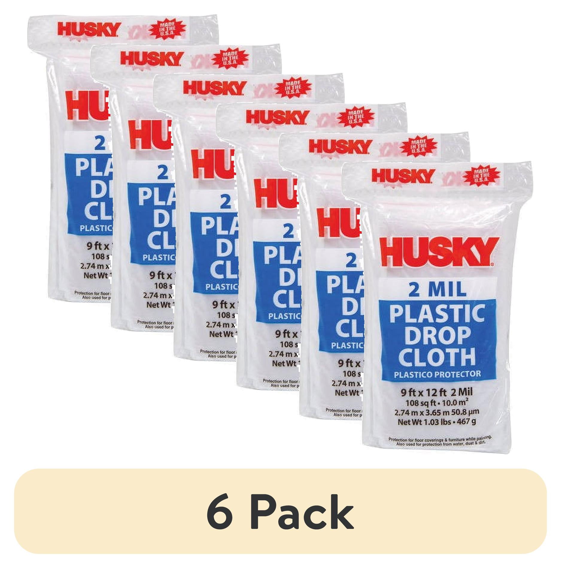 (6 pack) Husky Plastic Drop Cloth, 2 Mil, 9 Ft x 12 Ft, Clear - Walmart.com