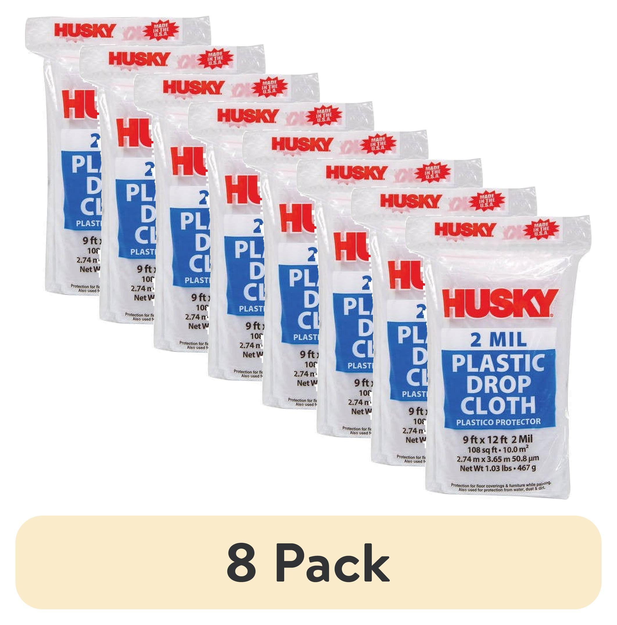 (8 pack) Husky Plastic Drop Cloth, 2 Mil, 9 Ft x 12 Ft, Clear - Walmart.com