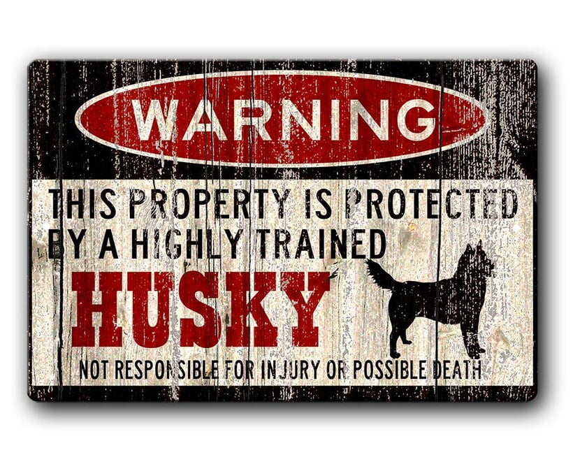 Husky Sign,Funny Metal Signs,Dog warning Sign,Husky Warning Sign,Funny ...