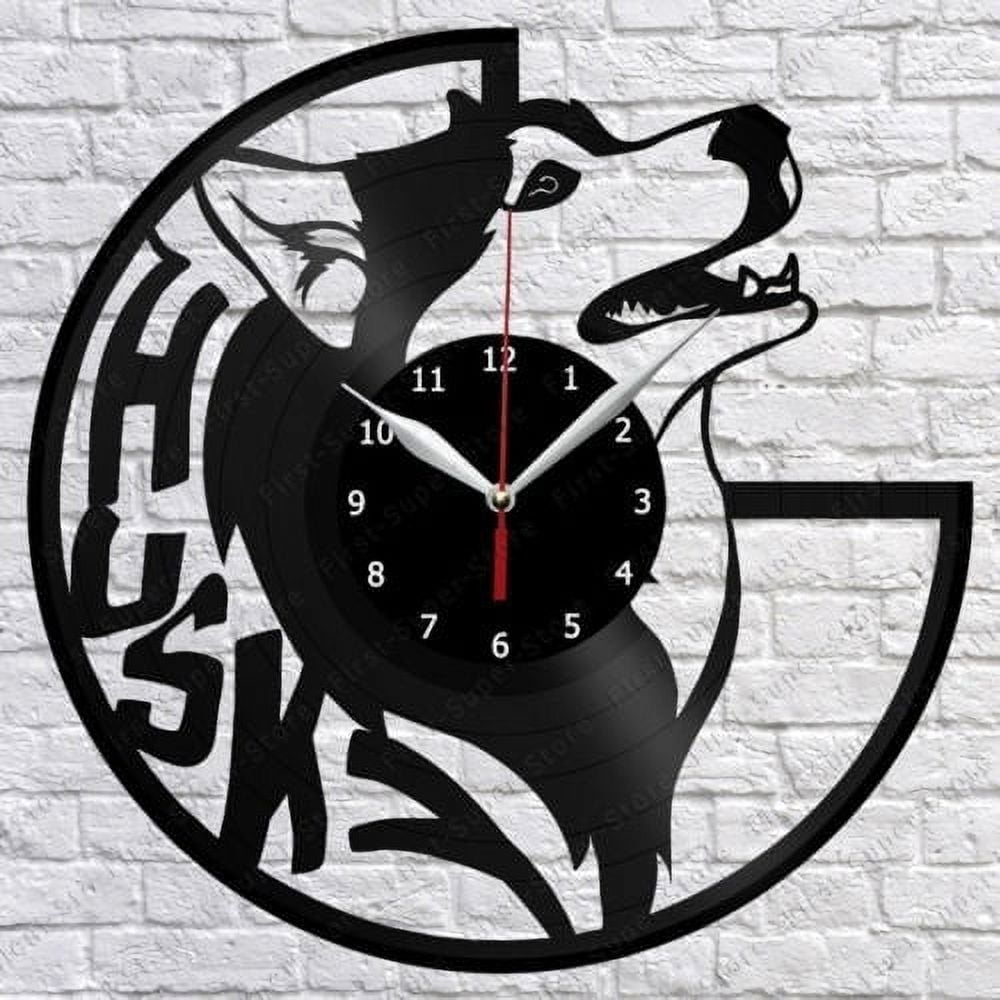 Husky Vinyl Record Wall Clock Decor Fan Art Original Gift Handmade The ...