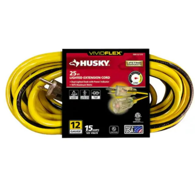 Husky VividFlex 25 ft. 12/3 Heavy Duty Indoor/Outdoor Extension Cord ...