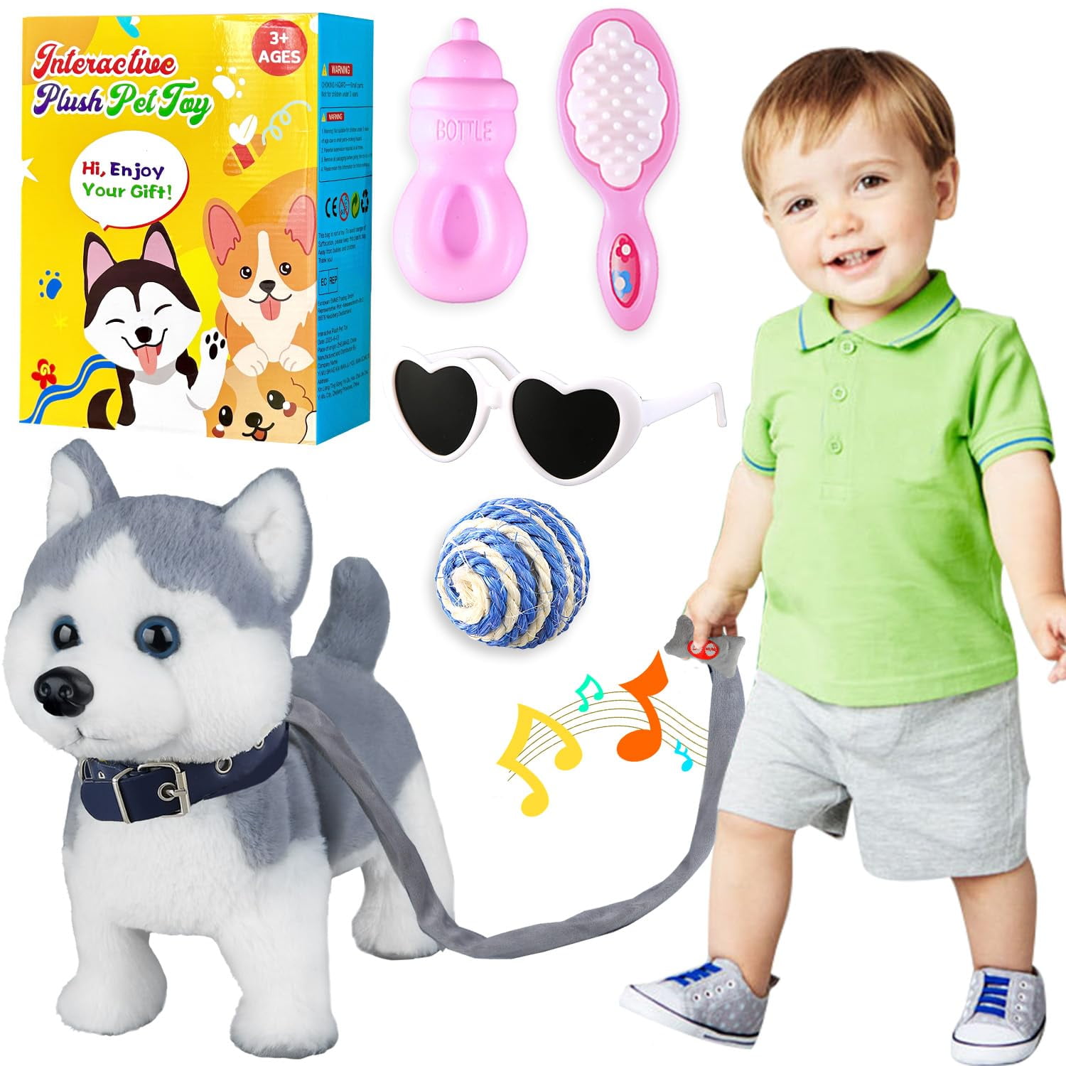 Husky Walking and Barking OIF8 Puppy Dog Toy with Control Leash ...