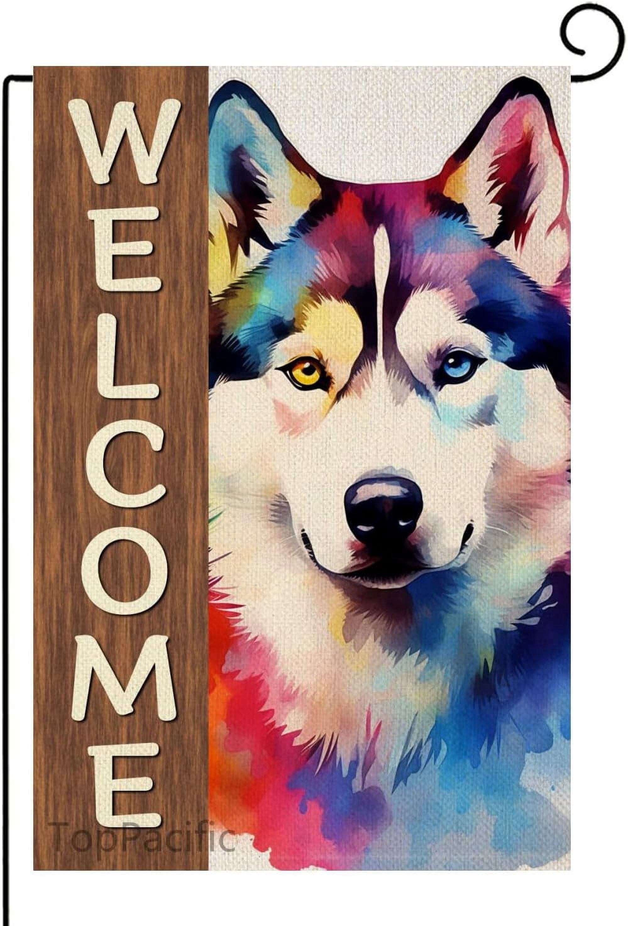 Husky Welcome Garden Flag Dogs Paw Prints Spring Yard Flag Pet Lovers ...
