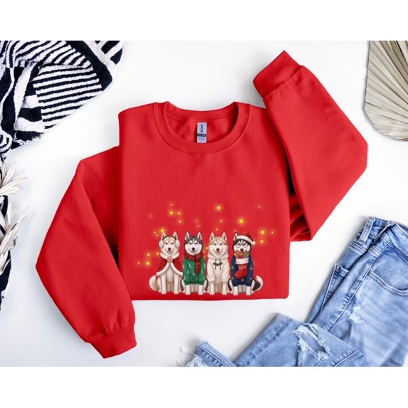 Husky season Sweatshirt, season Dog Lover Shirt, Festive Siberian Husky ...