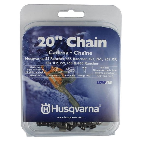 Husqvarna 20" Chainsaw Chain, H80-72, 3/8" by .050", Fits 55, 455, 460 ...