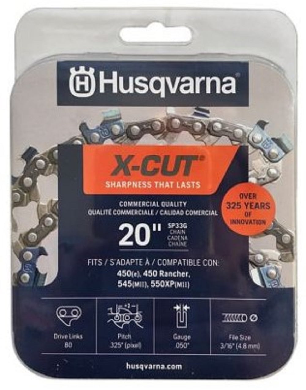 Husqvarna 581643604 Chainsaw Chain 20 Inch 80 Link X-Cut Steel ...
