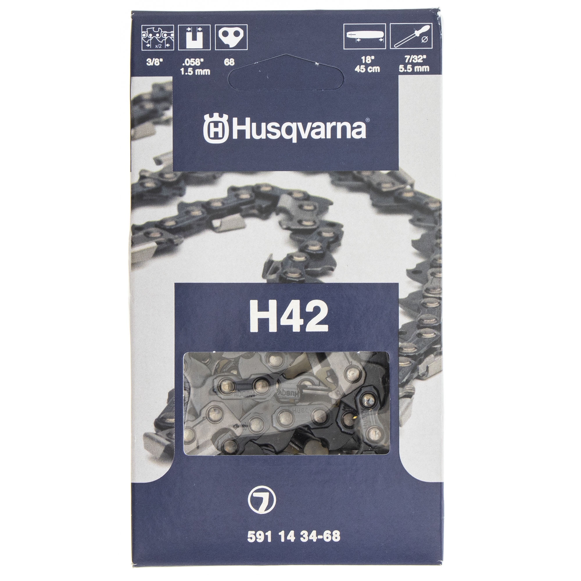 Husqvarna 18" Chainsaw Chain, 3/8 Pitch, .058 Gauge, 68DL, Fits 365 ...