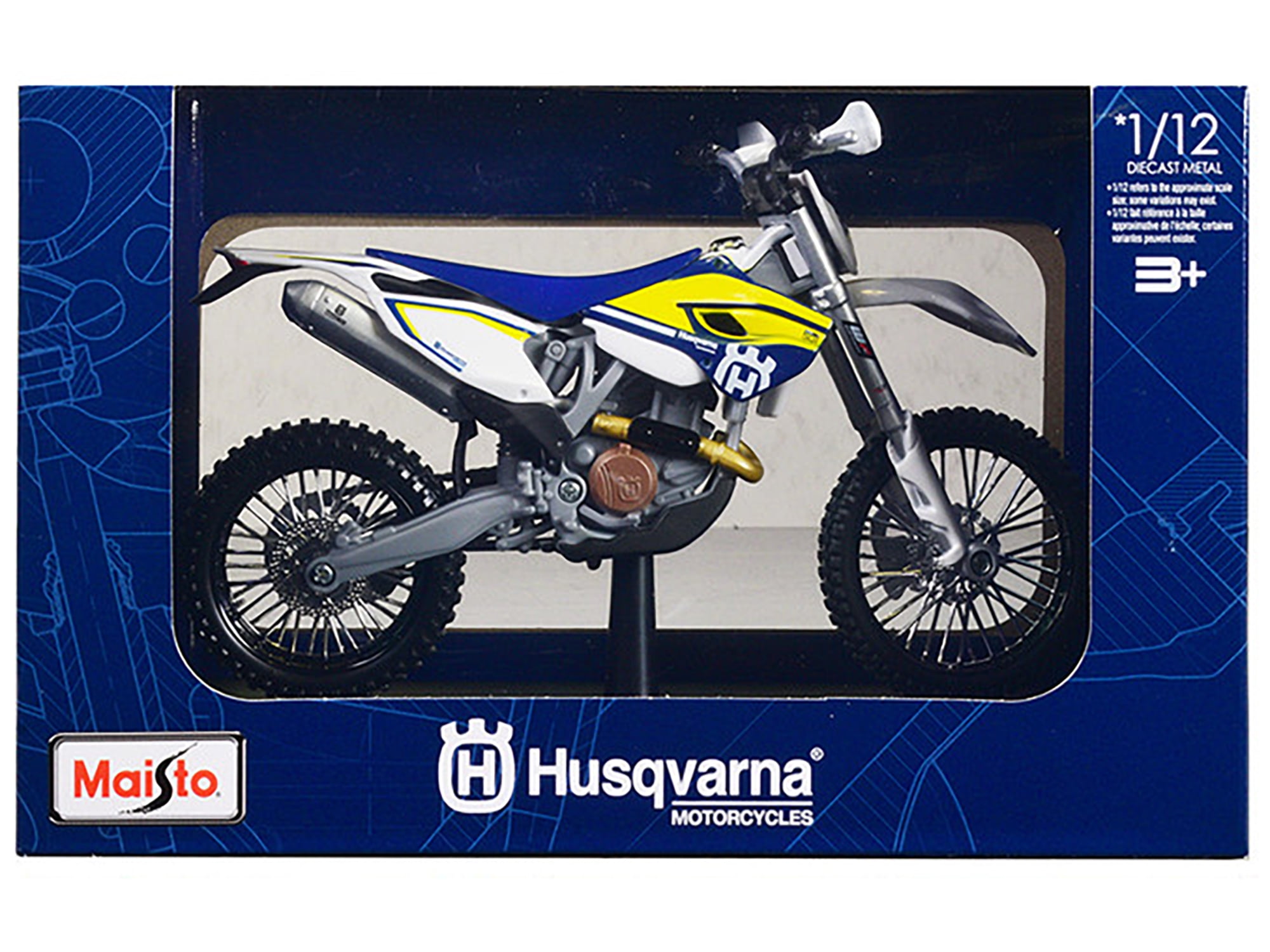 Husqvarna FE 501 White and Blue with Yellow Stripes 1/12 Diecast ...