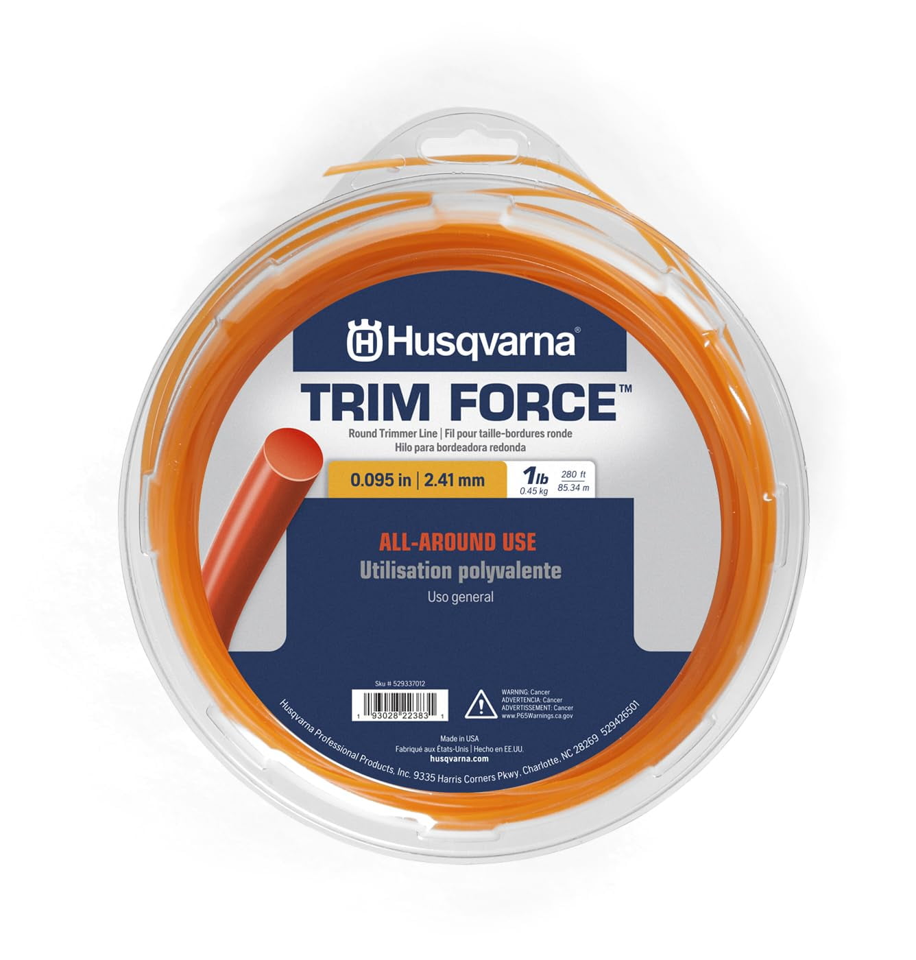 Husqvarna Trim Force .095 Inch String Trimmer Line, 1-Pound, 280-Foot ...