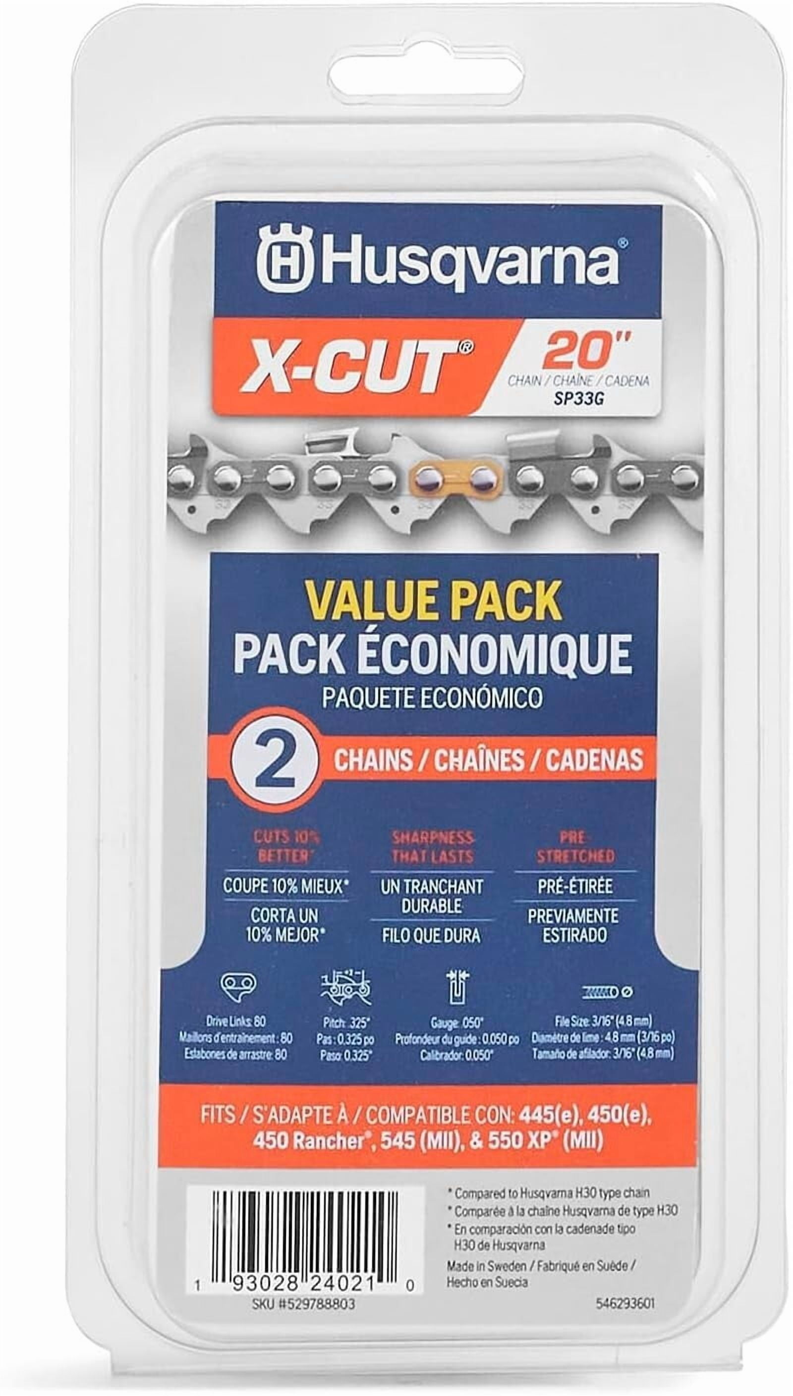Husqvarna X-Cut SP33G 20 Inch Chainsaw Chain, 2 pack, .325" Pitch, .050" Gauge - Walmart.com