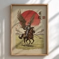Hussar Warrior Japanese Ink Art Print Sumi-e Rising Sun Poster Mixed ...