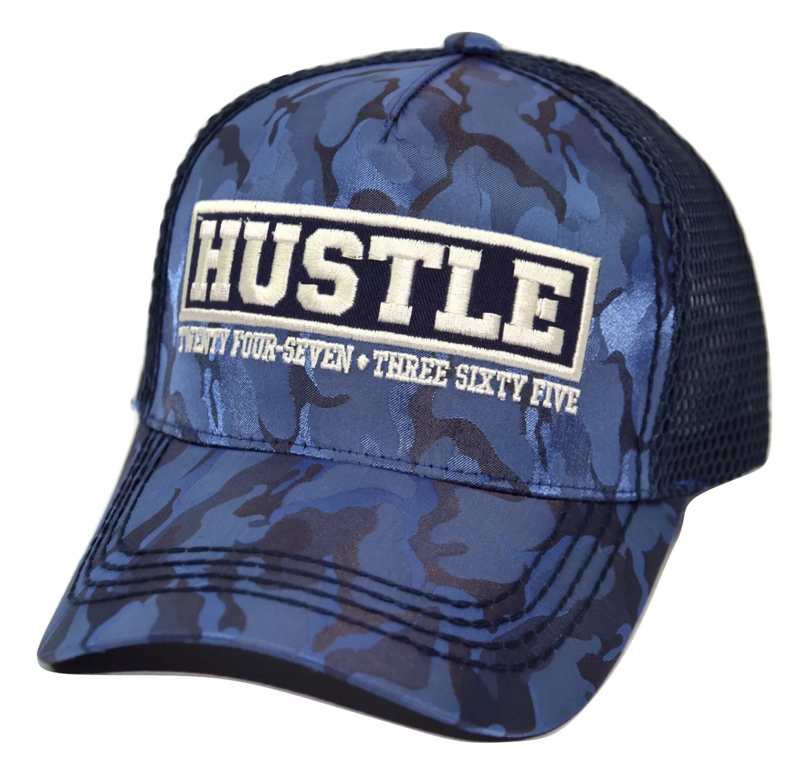 Hustle 24/7 365 Blue Camouflage Trucker Style Cap by KB Ethos - Walmart.com