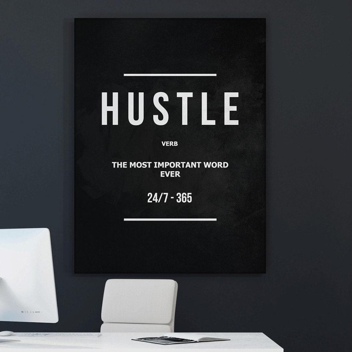 Hustle Definition Poster Motivational Office Decor 247365 Wall Art Home ...