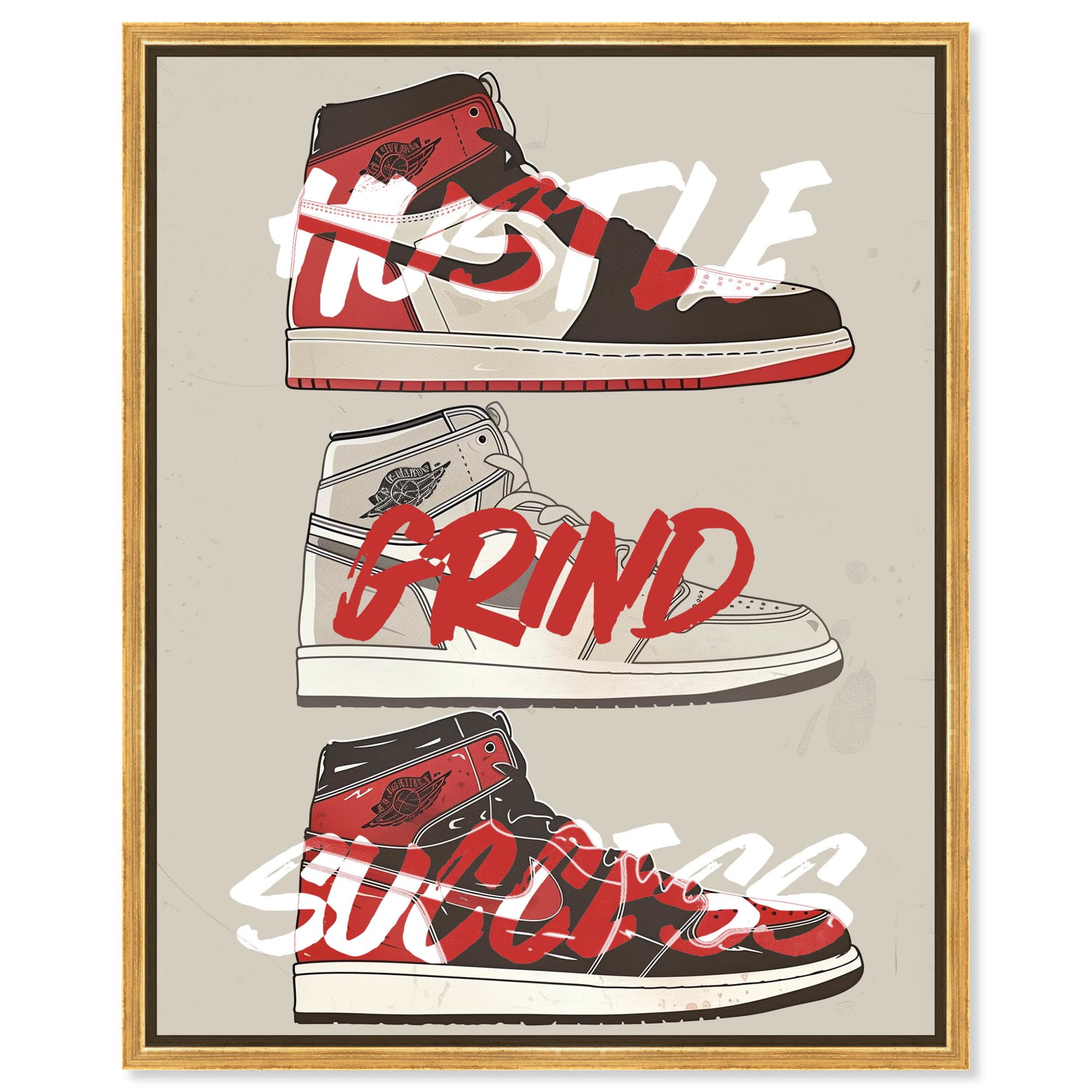 Hustle Grind Success Sneakers Canvas Trendy Sneaker Art by Art Remedy ...