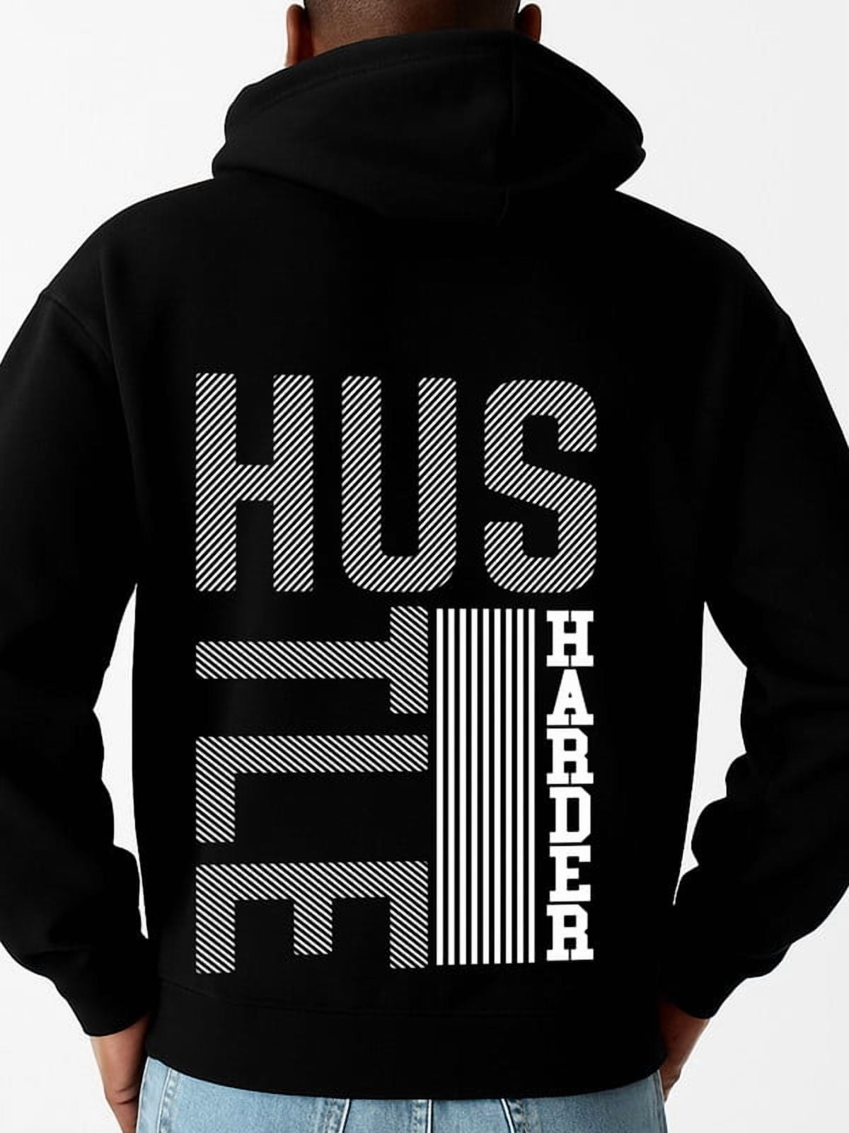 Hustle Harder Tee sweatshirt funny humor men's regular fit black Comfy Loose Drawstring Trendy ...