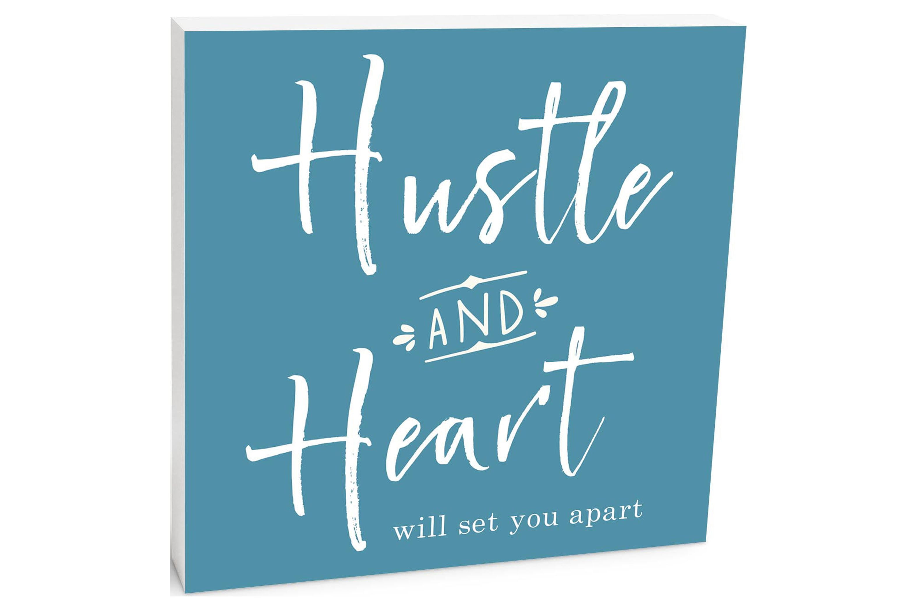 Hustle Heart Cerulean Blue 10 x 10 Wood Tabletop Sign Plaque - Walmart.com