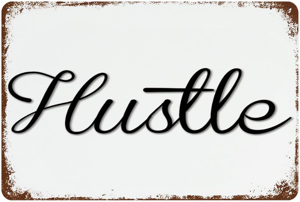 Hustle Metal Tin Sign Initial Word Cutout Sculptures Wall Decor for ...