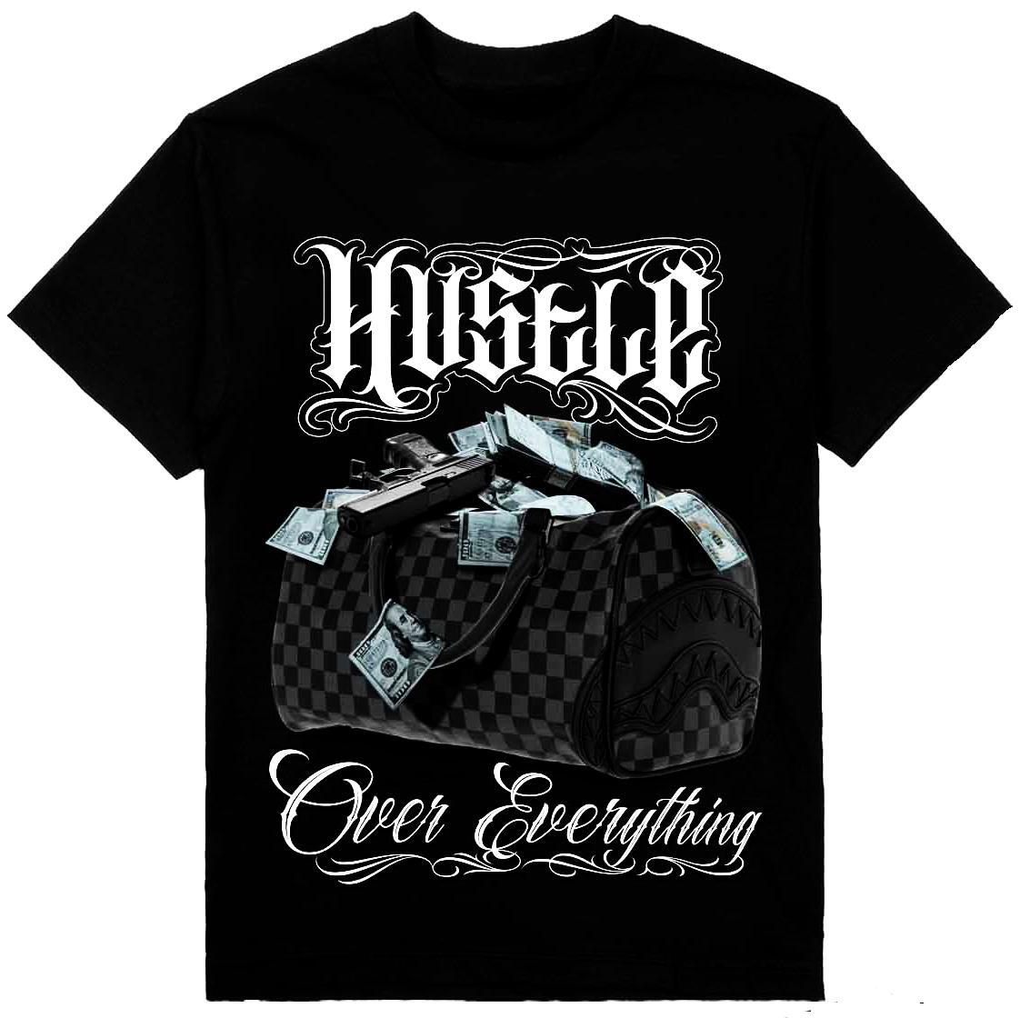 Hustle Over Everything Mens Heavyweight T-Shirt Print On Shaka Wear Tee ...