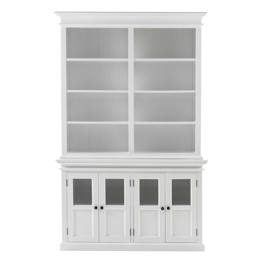 Hutch Unit with 4 Glass Doors Halifax Solid Wood in White - Walmart.com