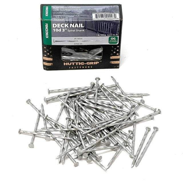 Huttig-Grip 3" Outdoor Galvanized Wood Fence Deck Nails, 10D, Hardware ...