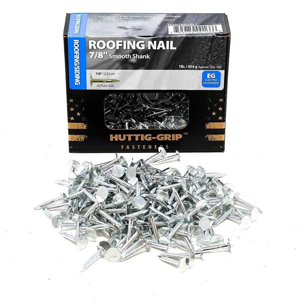 Huttig-Grip 7/8" Roofing Siding Nails, Smooth Shank, Galvanized - 1 lb ...