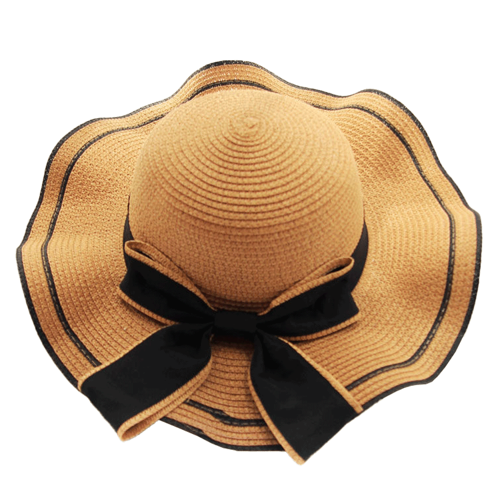 Hutumfang 57cm, Bogen Strohhut, gro?e Krempe, wellenf?rmiger Rand ...