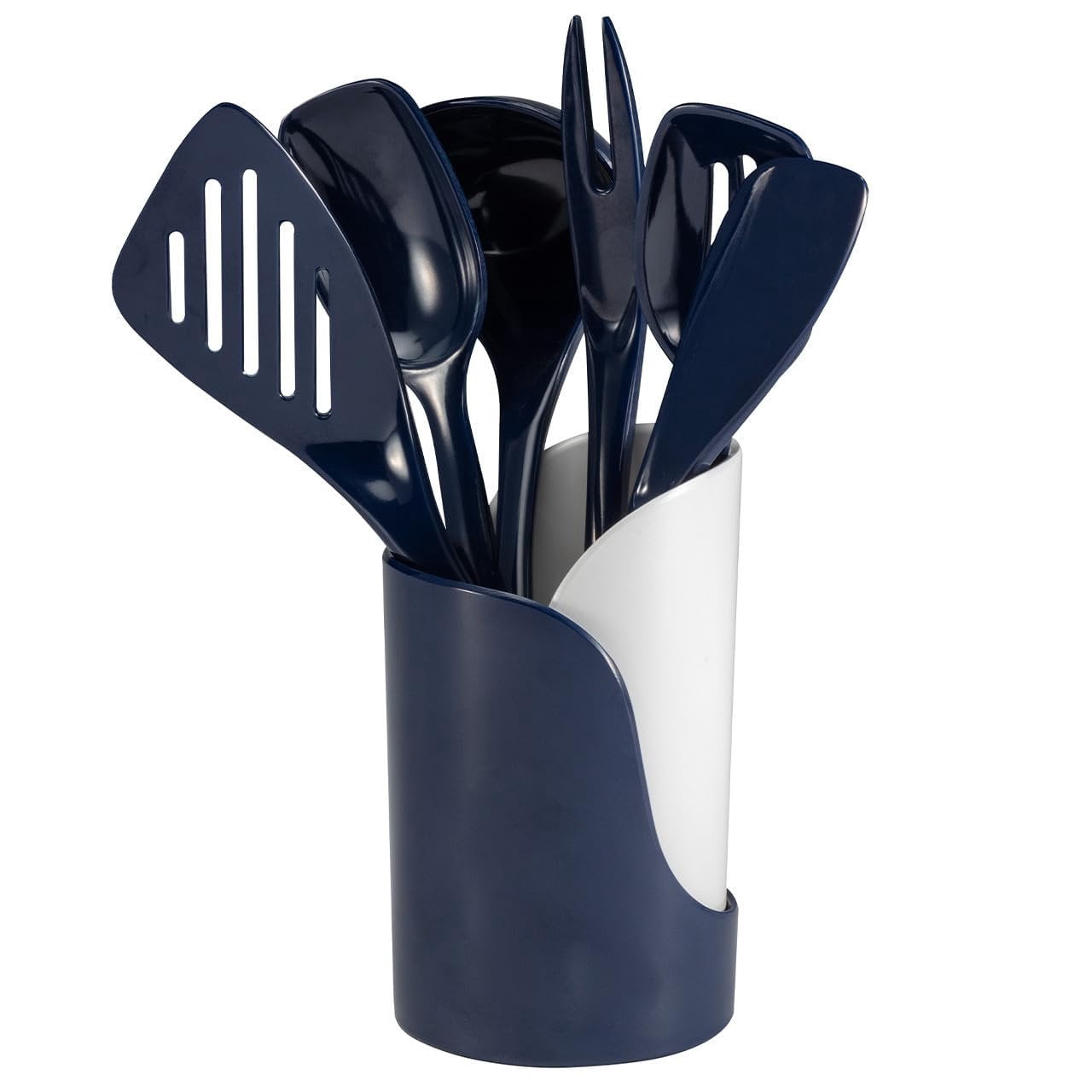 Hutzler 7-Piece Mini Melamine Cooking Utensils and Storage Crock Set ...