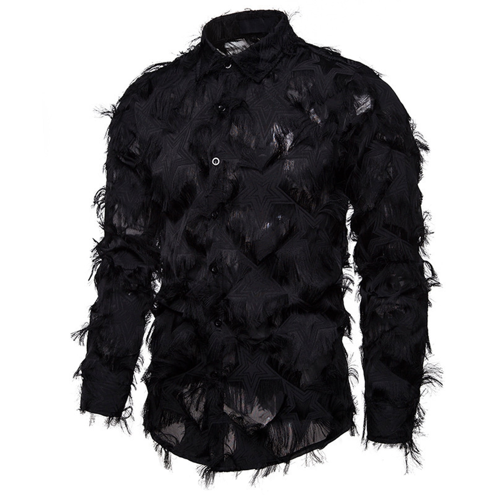 Huuilaibazoo Men Shirts Long Sleeve Feather Button Down Tshirt Causal ...
