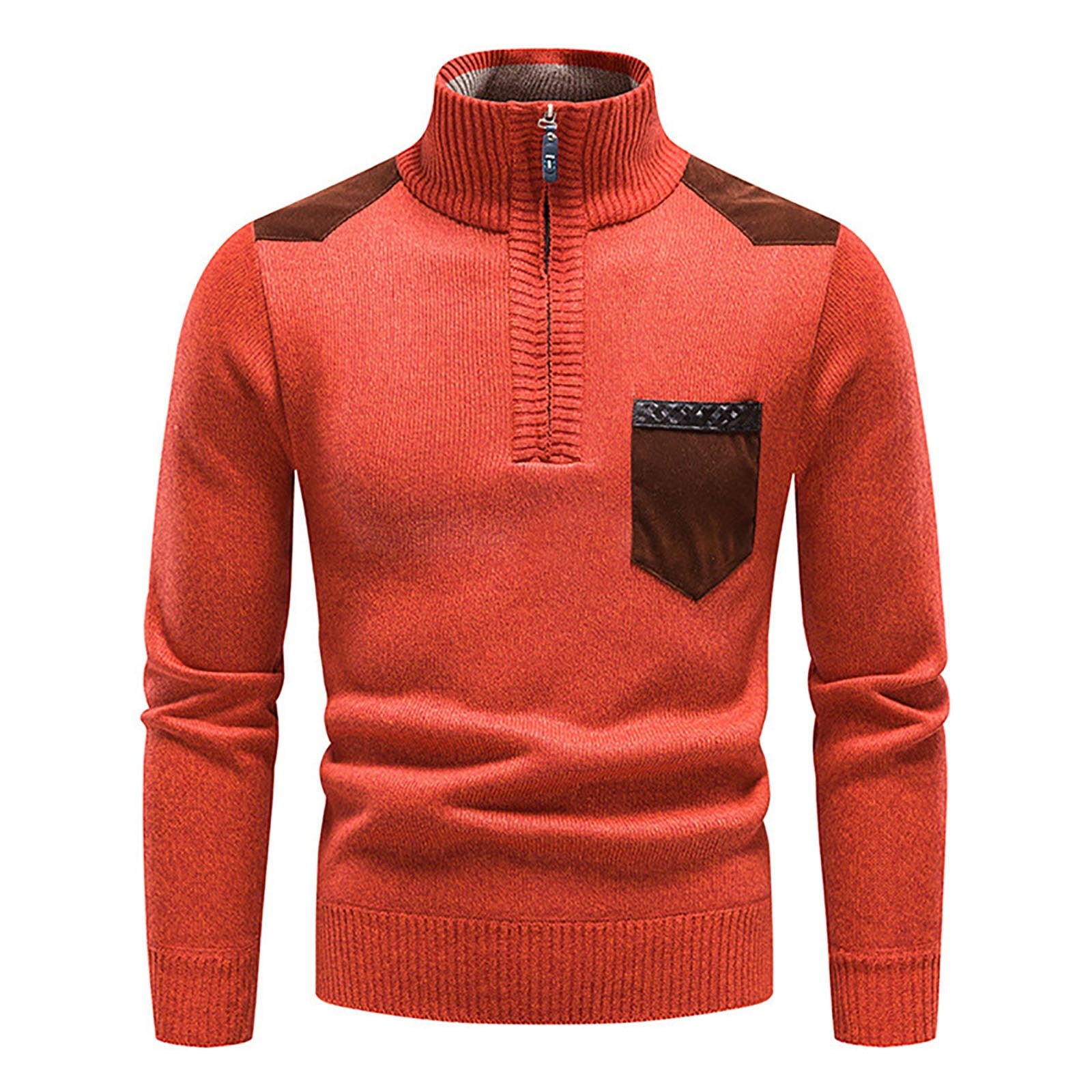 Huuilaibazoo Men's Zip Up Sweater Cable Knit Pullovers Soft Turtleneck ...