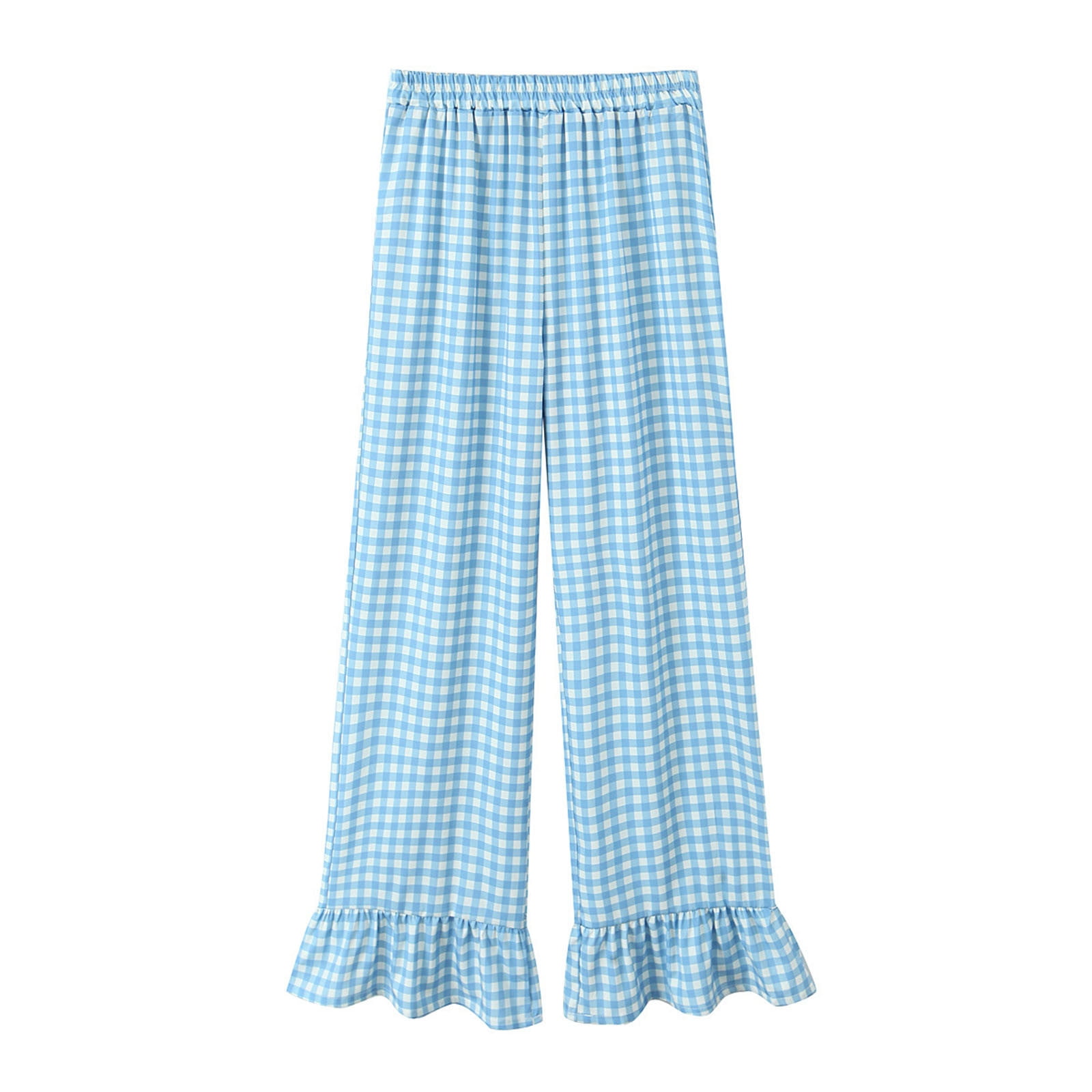 Huuilaibazoo Womens Gingham Pants Wide Leg Lounge Pants Y2k Plaid Print ...