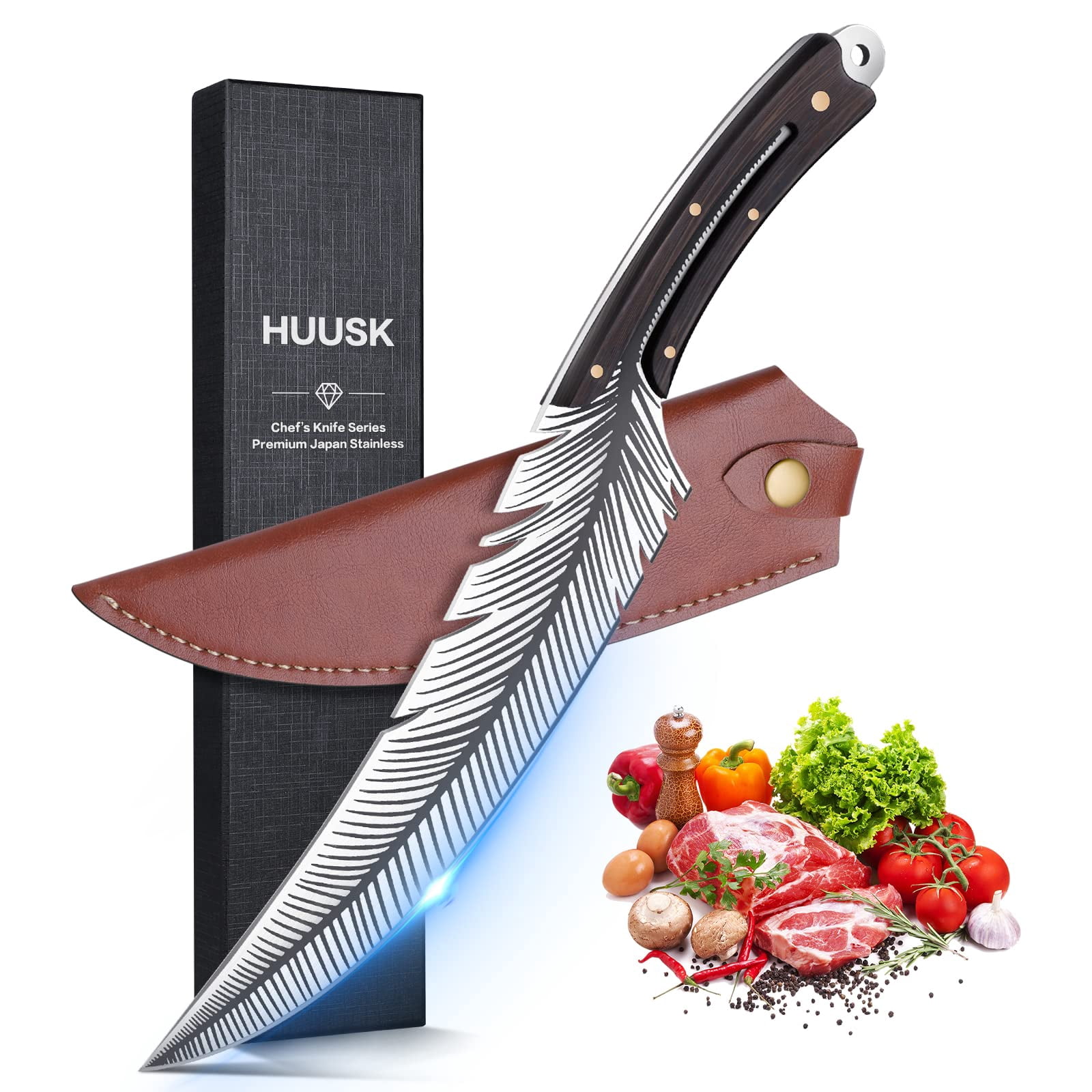 Huusk Japanese Hand Forged Viking Knife, High Carbon Steel Boning Knife ...