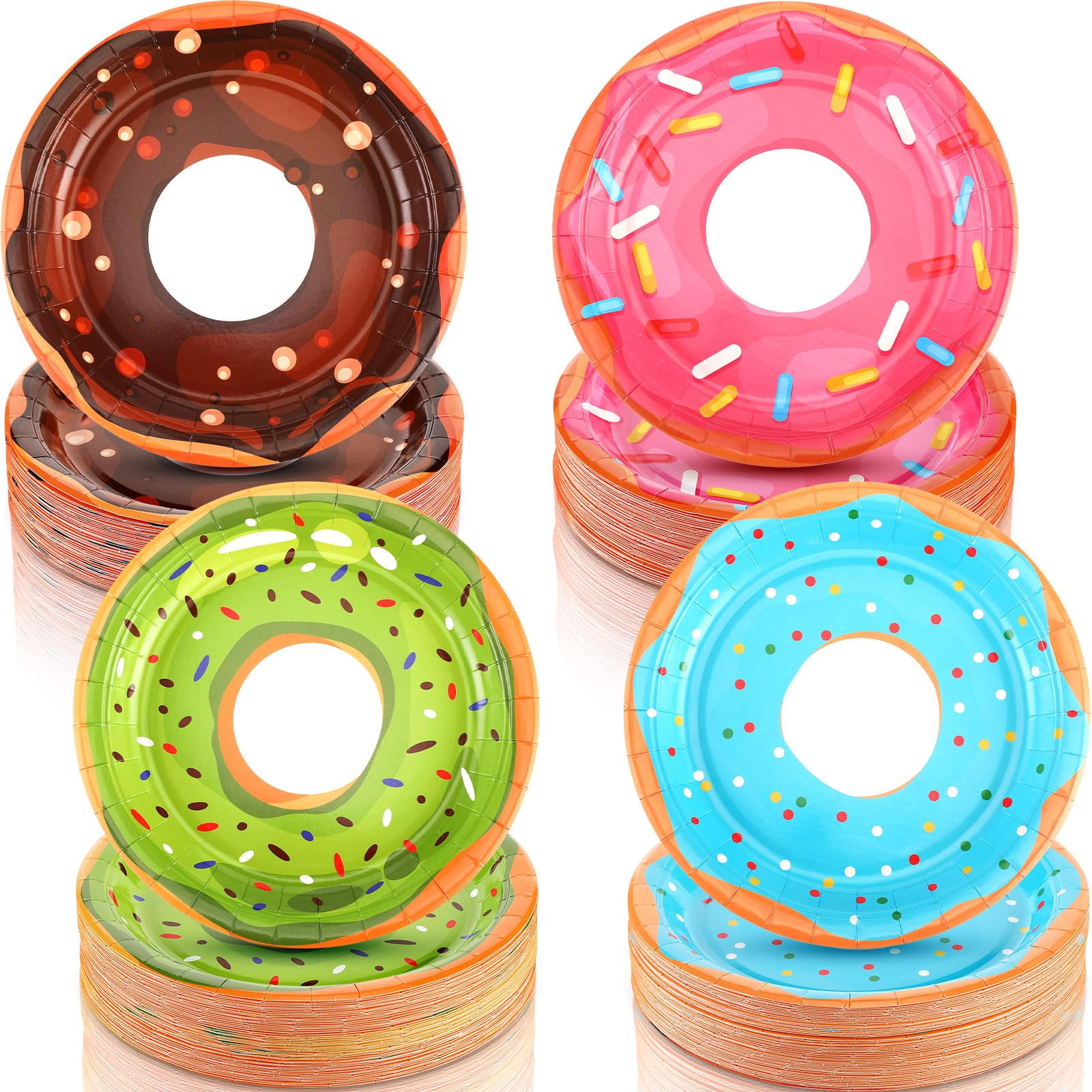 Huwena 100 Pcs Donut IFF17 Paper Plates 7" Disposable Donut Party ...