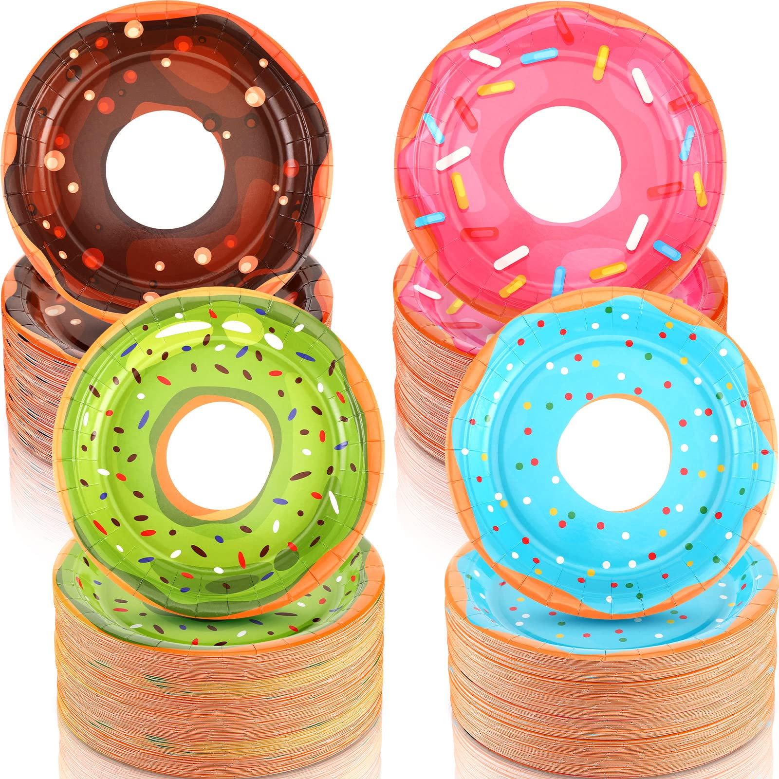 Huwena Donut Paper Plates 7'' Disposable AFN1Donut Party Plates ...