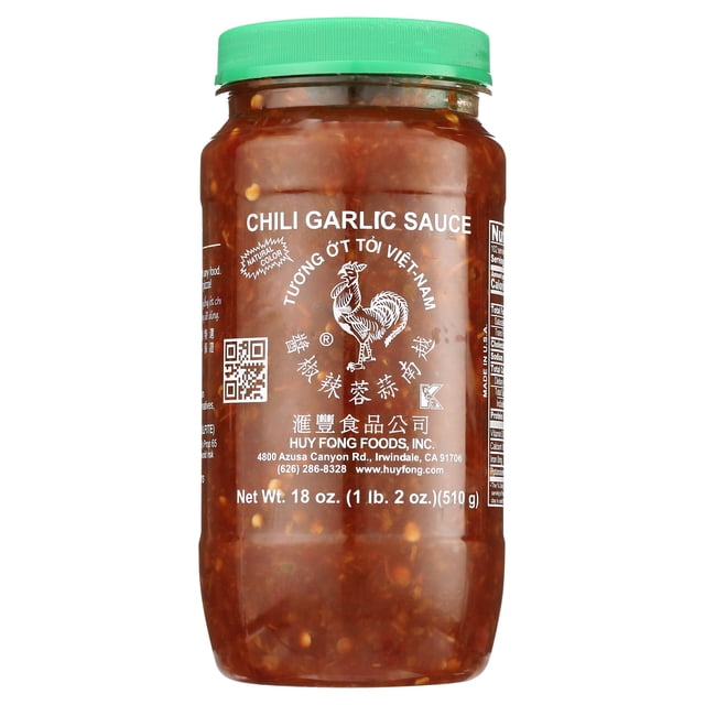 Huy Fong Spicy Chili Garlic Sauce, 18 oz Plastic Bottle for Asian Food ...