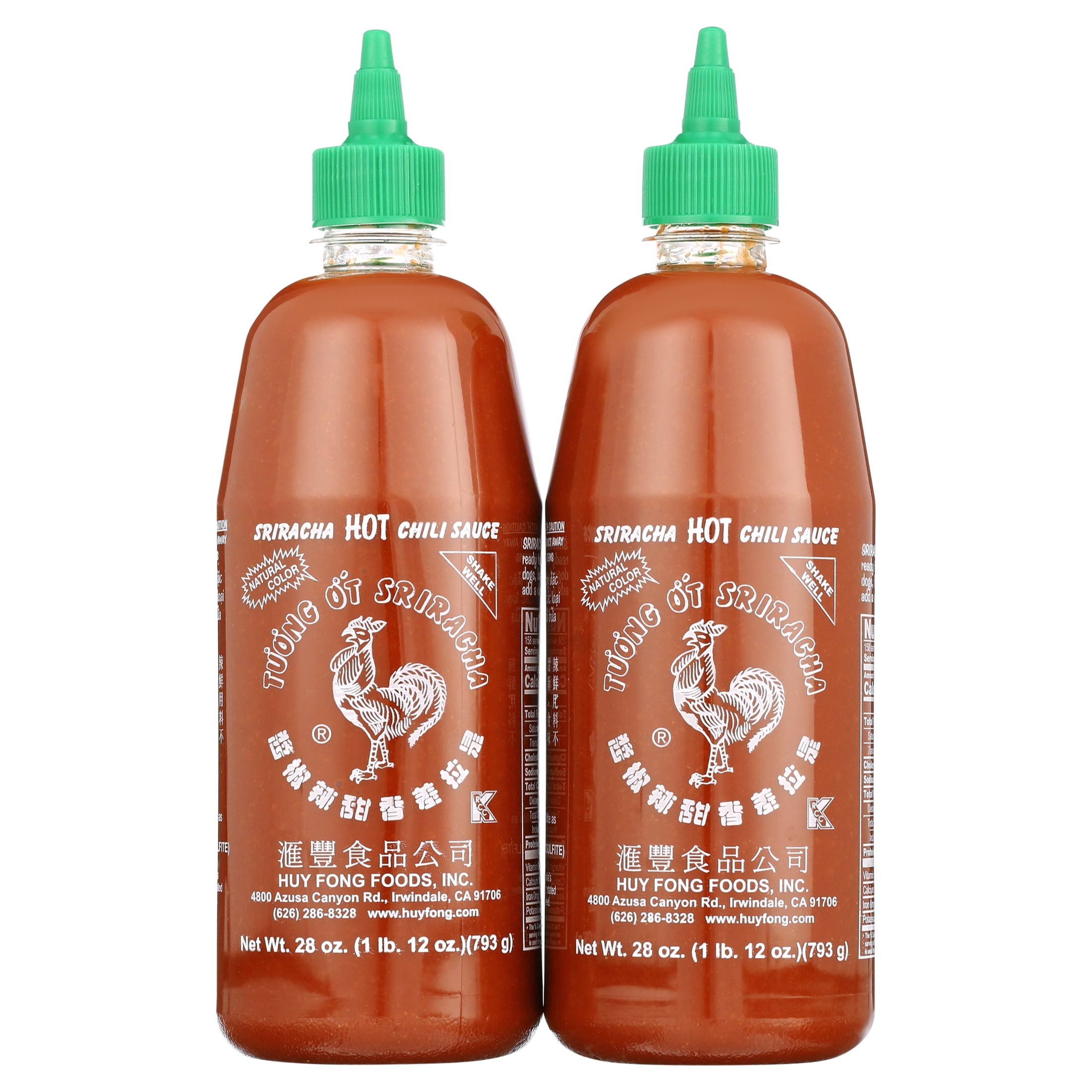 Huy Fong Sriracha Hot Chili Sauce, 2 Pack, 28 oz Bottles, Spicy Chili ...