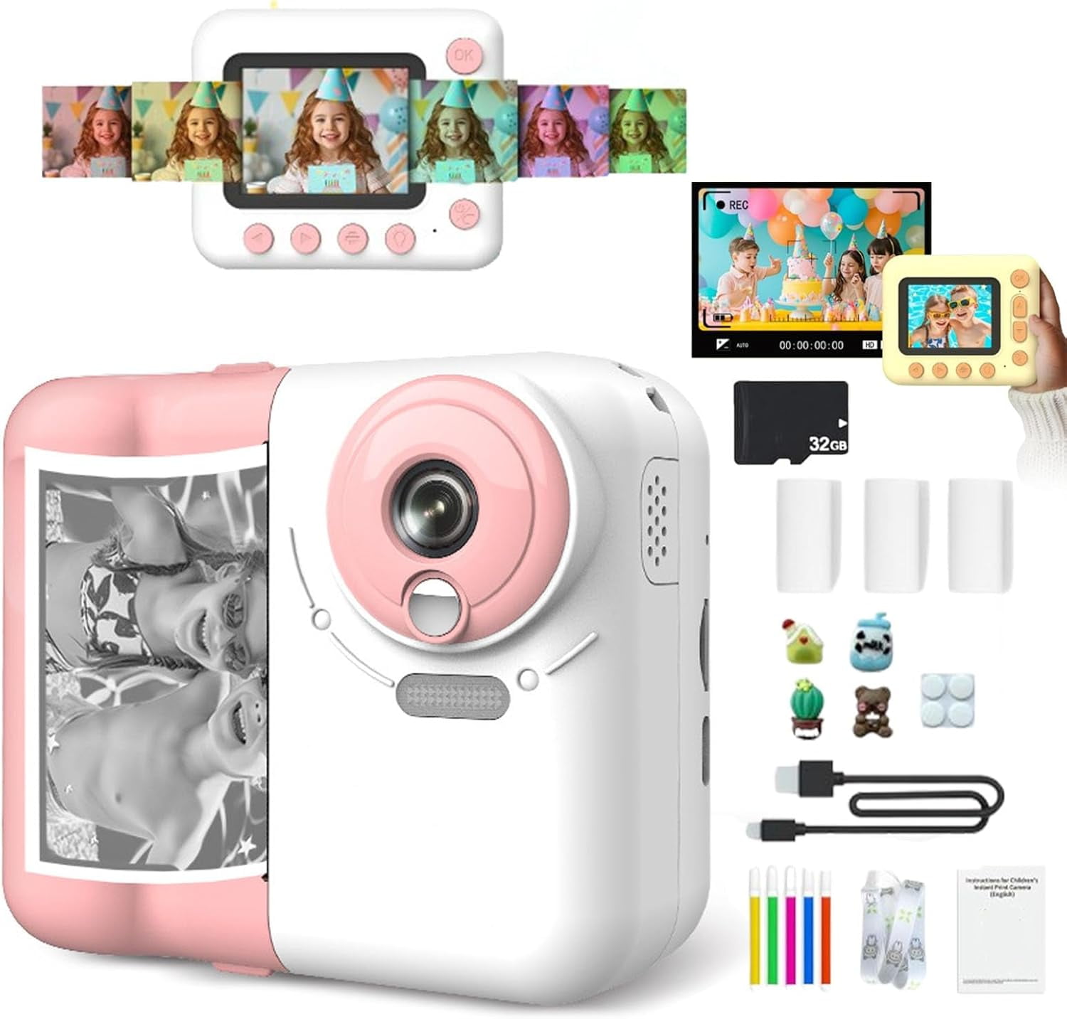 Huzeye Snapalette Printcam - Instant Print Camera for Kids, Huzeye Snap ...