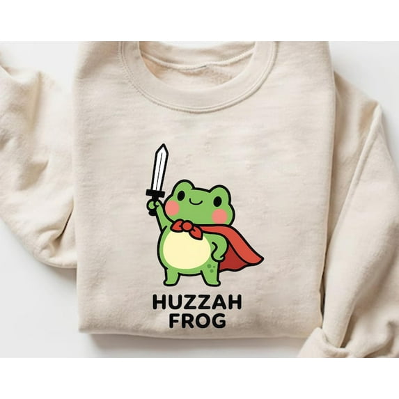 Huzzah Frog With Sword Medieval Frog Sweatshirt, Frog Hoodie ...