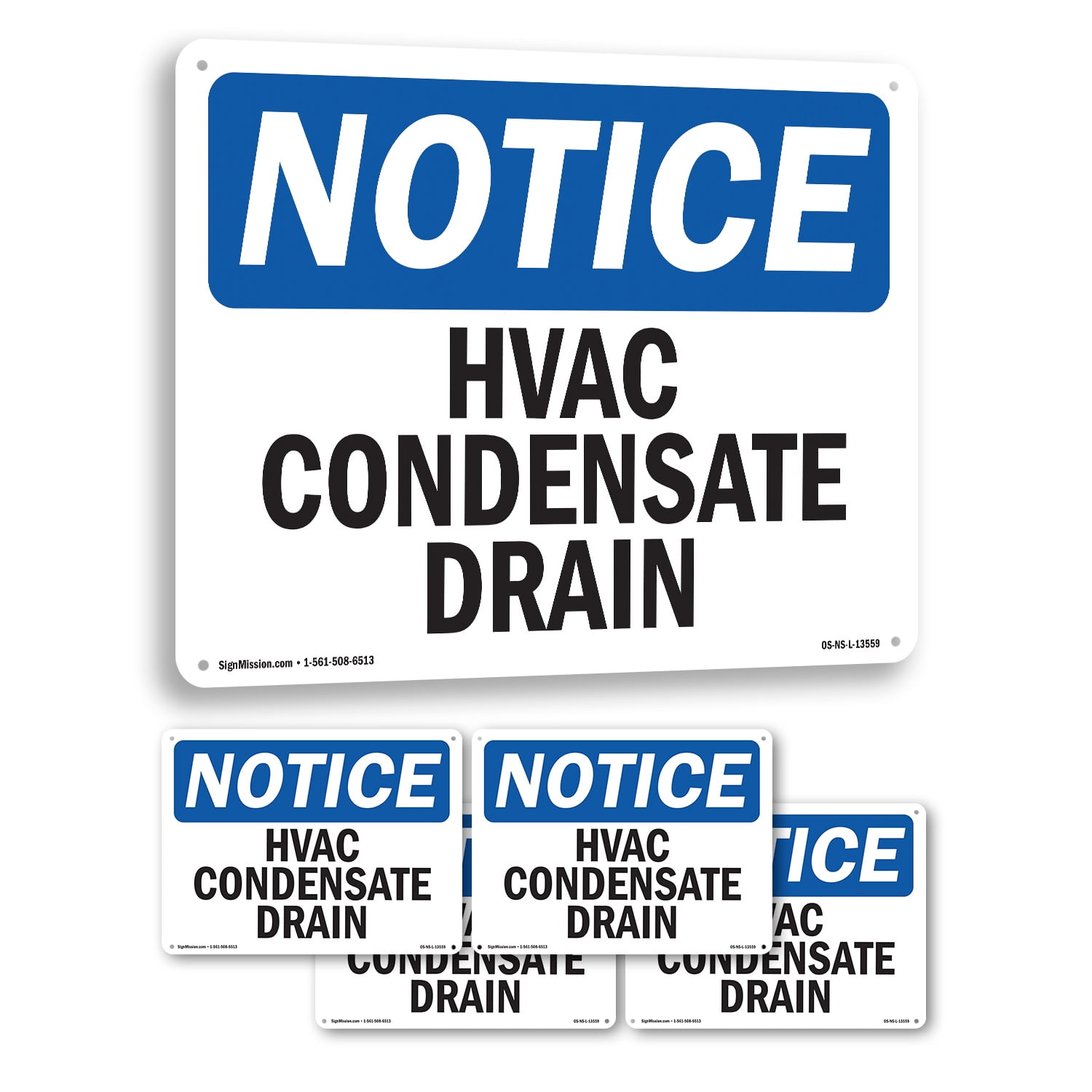 Hvac Condensate Drain OSHA Notice Rigid Plastic Sign 18 Inch x 12 Inch ...